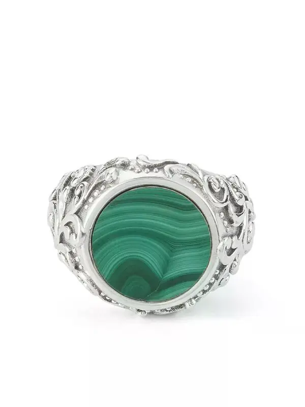 Emanuele Bicocchi Arabesque Malachite Ring - Silver