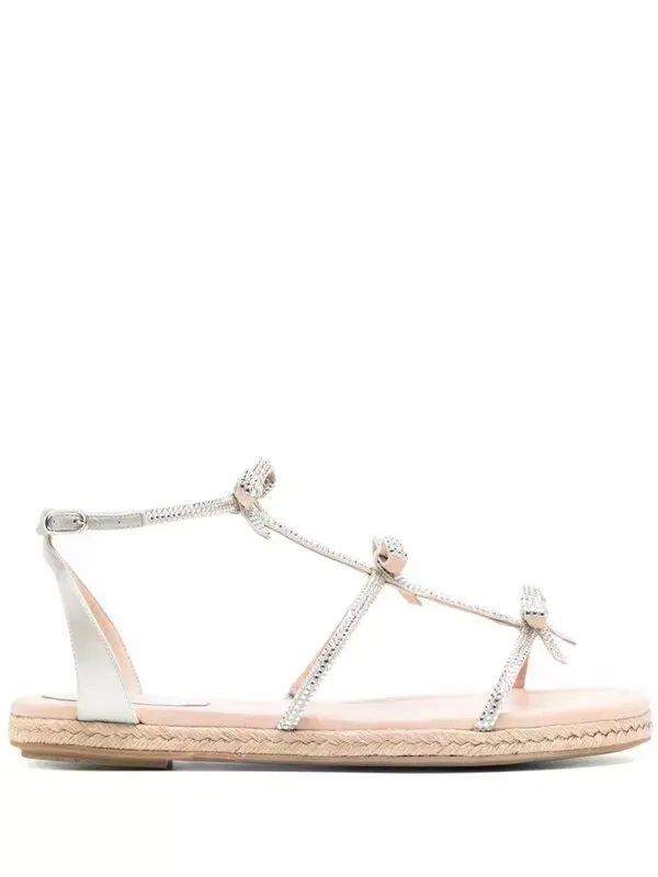 Rene Caovilla Tone Embellished Bow Sandals - Silver