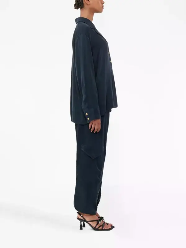 GANNI Drawstring Satin High-waisted Trousers