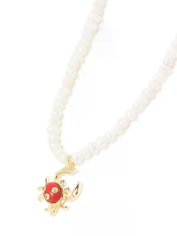 ESHVI Pearl And Crab Pendant Necklace - Neutrals
