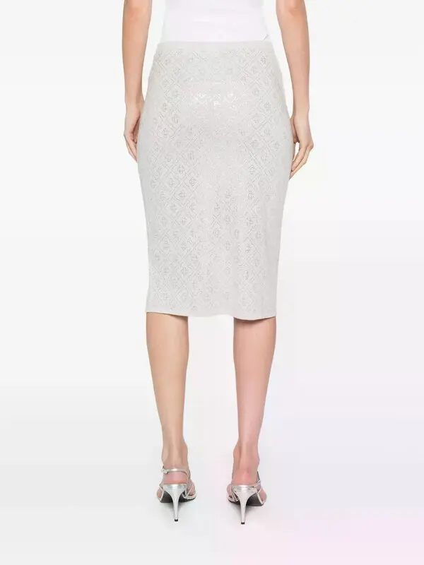 Casablanca Crystal Monogram Knitted Skirt