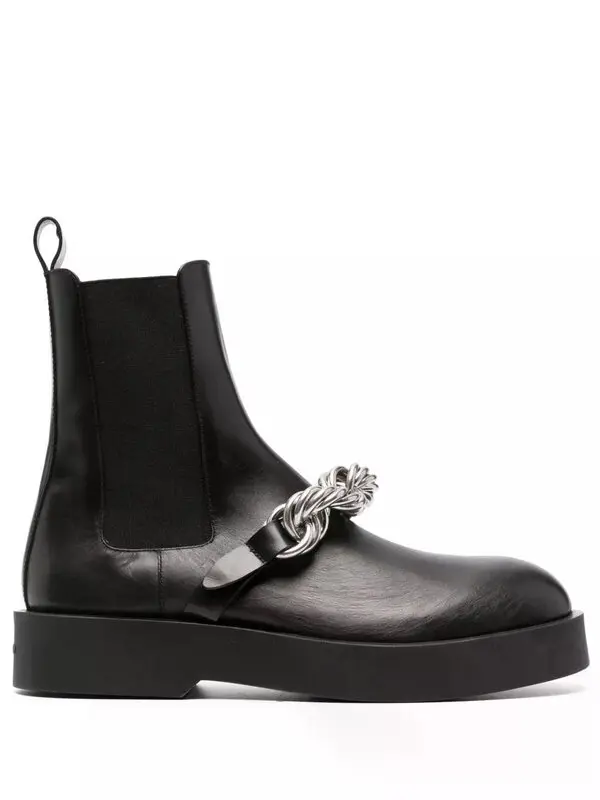 JIL SANDER Chain-link Leather Chelsea Boots