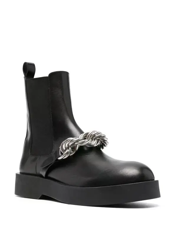 JIL SANDER Chain-link Leather Chelsea Boots