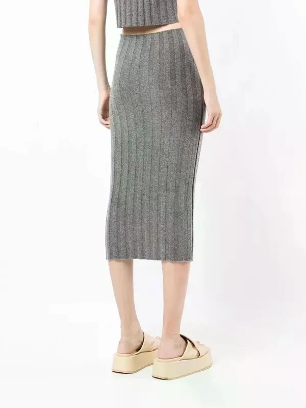 Cashmere In Love Lenny Chunky-knit Midi Skirt - Grey