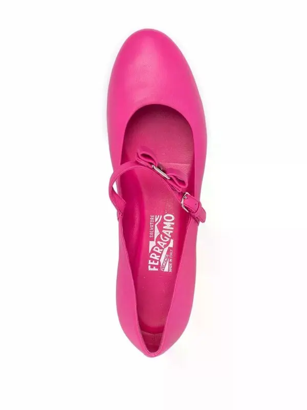 FERRAGAMO Bow-detail Leather Ballerina Flats