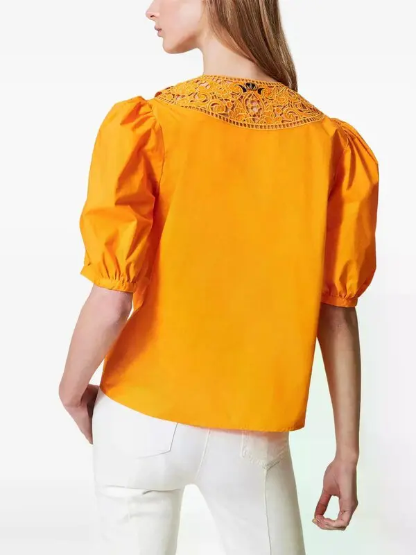 TWINSET Broderie Anglaise Blouse With Puff Sleeves - Orange