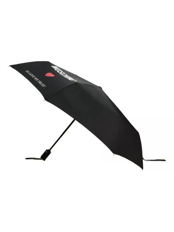 Moschino In Love We Trust Compact Umbrella - Black