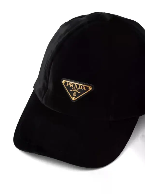 Prada Velvet Baseball Cap With Enamel Triangle Logo