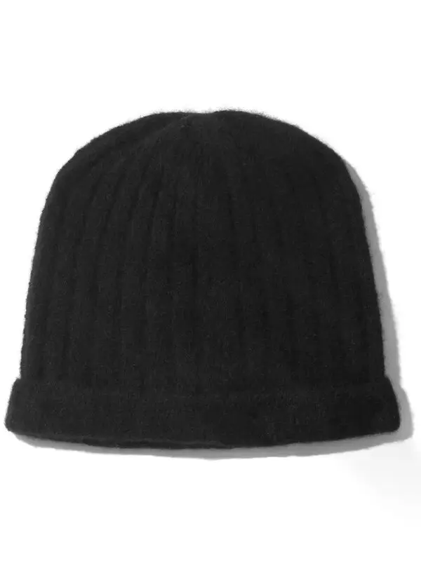 Cashmere In Love Turn-up Hem Beanie - Black