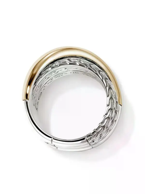 John Hardy 14kt Yellow Gold Jh Essential Crossover Ring - Silver