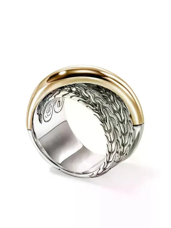John Hardy 14kt Yellow Gold Jh Essential Crossover Ring - Silver