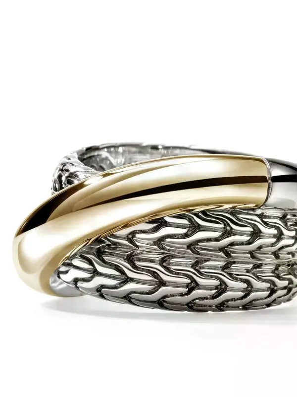 John Hardy 14kt Yellow Gold Jh Essential Crossover Ring - Silver