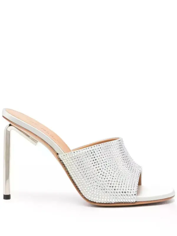 Off-White Allen Crystal-embellished Satin Mules - Grey