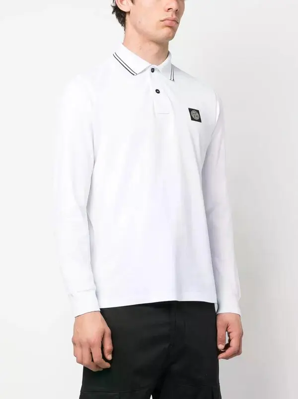 Stone Island Compass-motif Polo Shirt - White