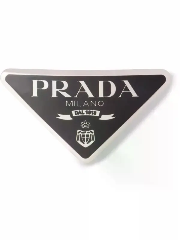 Prada Triangle Logo Hair Clip - Black