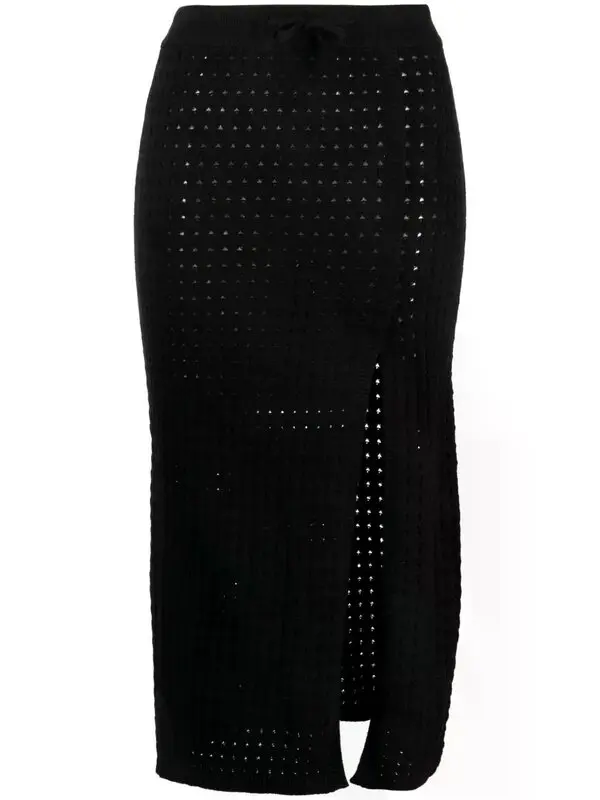 Cashmere In Love Mona Crochet-knit Midi Skirt - Black