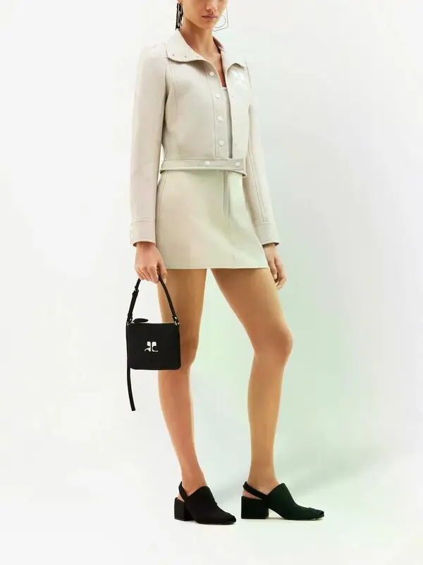 COURREGES Logo-patch A-line Mini Skirt - Neutrals