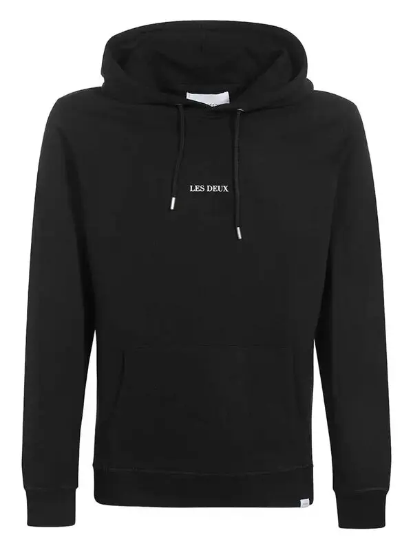 LES DEUX Logo-embroidered Hoodie - Black