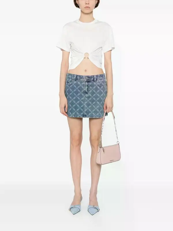 Michael Kors Monogram Print Denim Mini Skirt