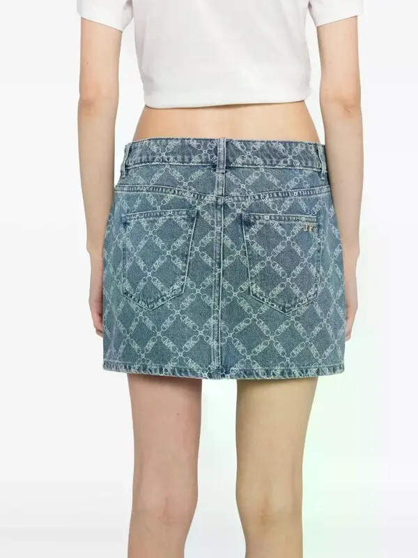 Michael Kors Monogram Print Denim Mini Skirt
