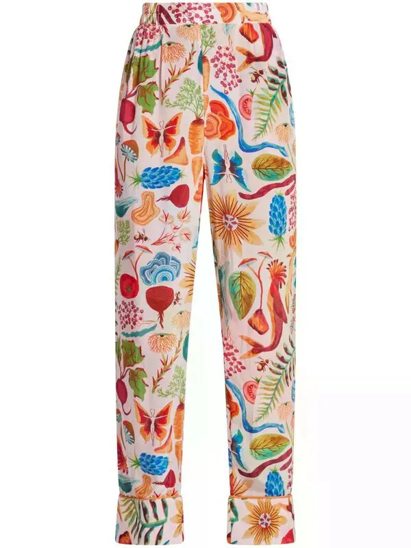 Farm Rio Floral Print Straight-leg Trousers - Neutrals