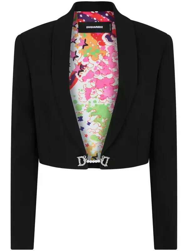 Dsquared2 Logo-plaque Cropped Blazer - Black