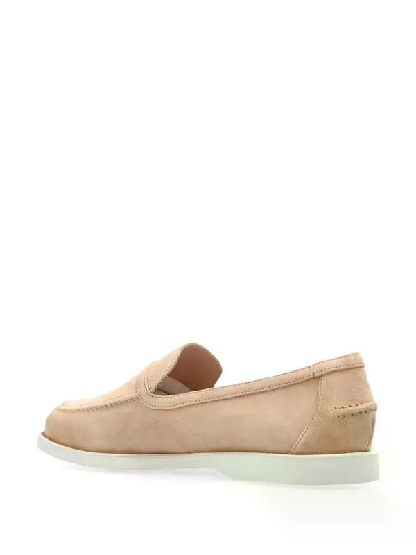 LE SILLA Suede Loafers With Crystal Buckle - Neutrals