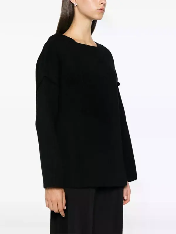 JIL SANDER Ribbed Knit Raised Seam Sweater