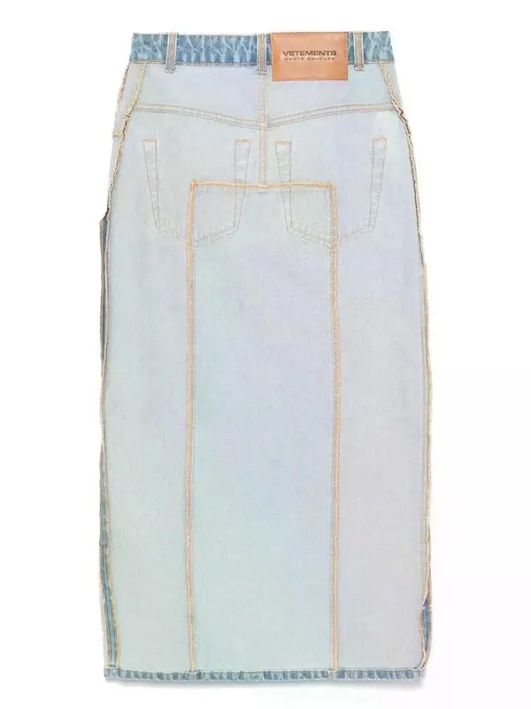 Vetements Inside-out Denim Midi Skirt