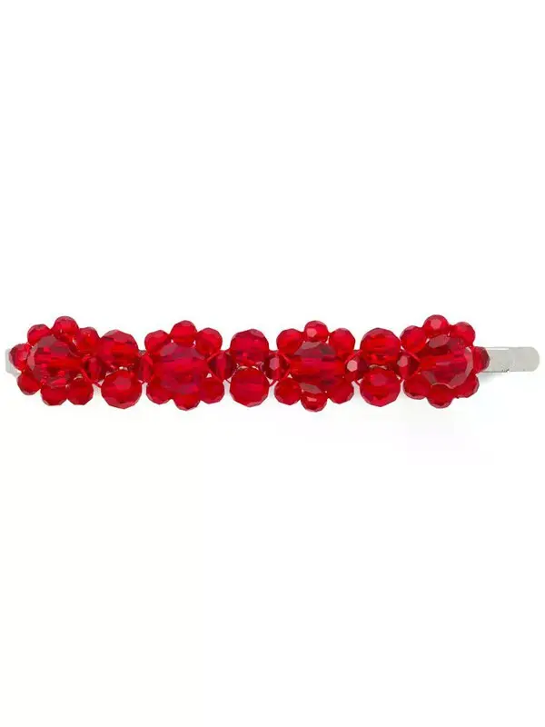 Simone Rocha Beaded Flower Hair Clip - Red