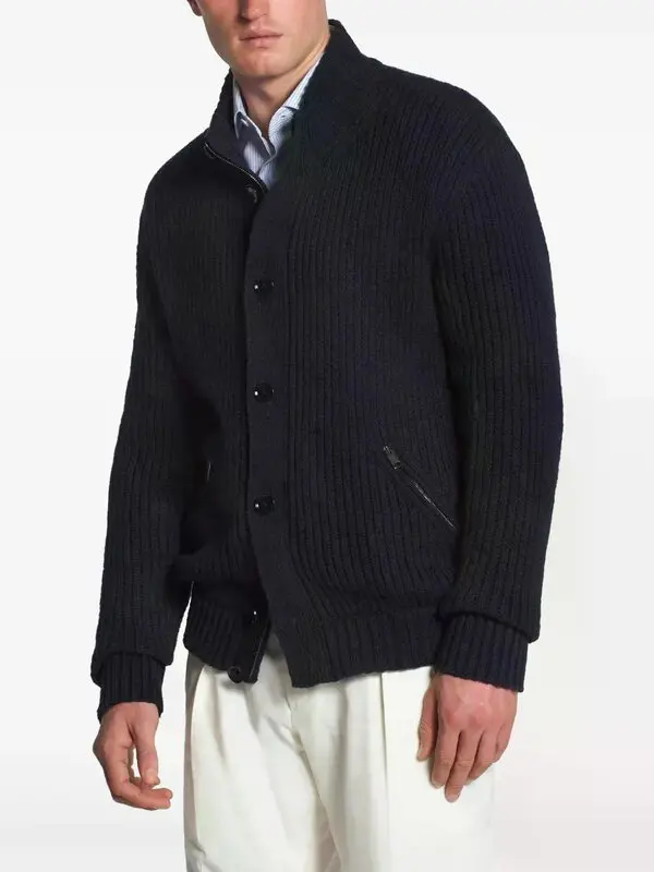 Brioni Chunky Ribbed Knit Cardigan