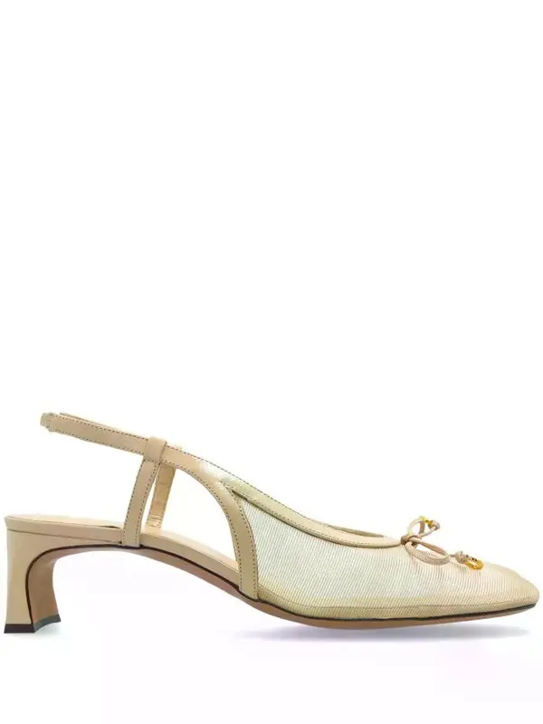 ODISSI 45mm Leather Slingback Pumps With Bow Detailing