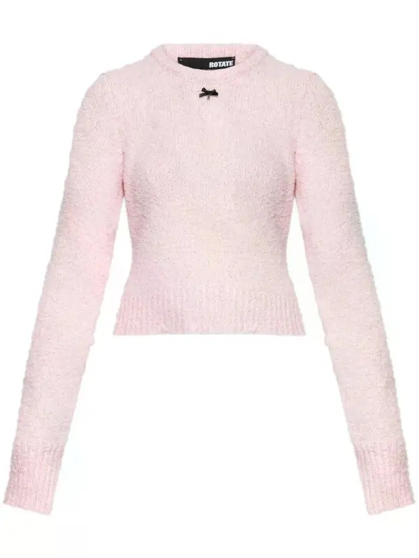 ROTATE BY BIRGER CHRISTENSEN Bow Detail Crew Neck Sweater - Pink