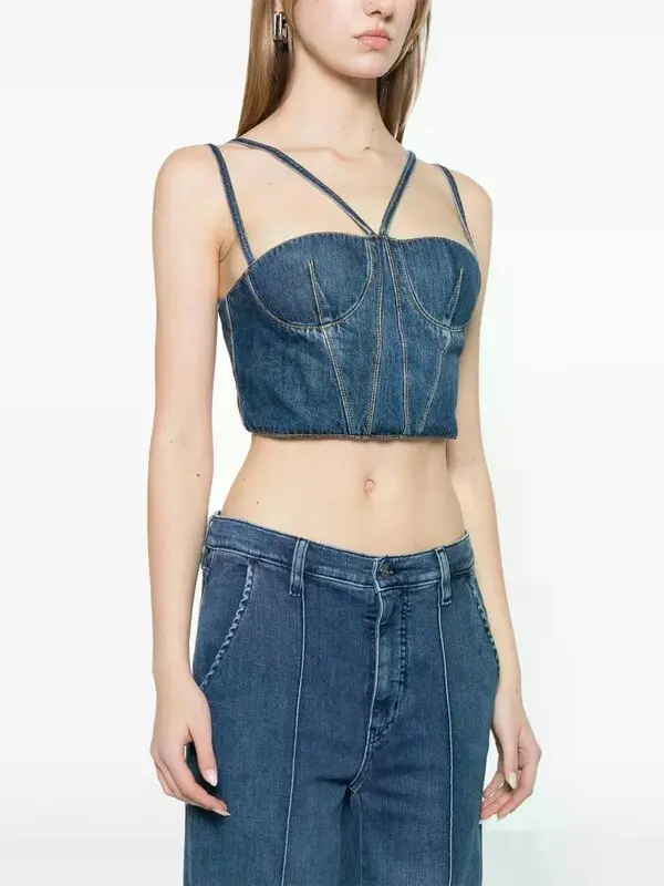 NENSI DOJAKA Denim Bustier Top