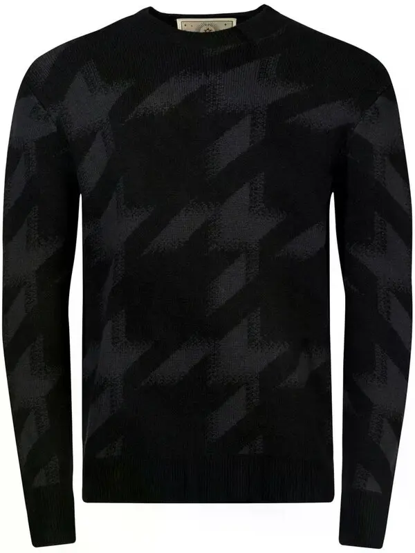 Perfect Moment Houndstooth Merino Wool Sweater - Black
