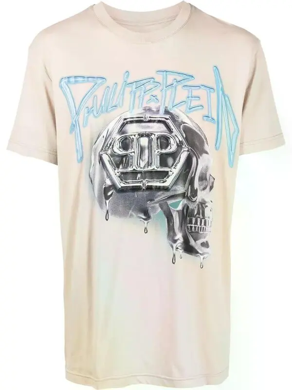 Philipp Plein Skull-print Short-sleeve T-shirt - Neutrals