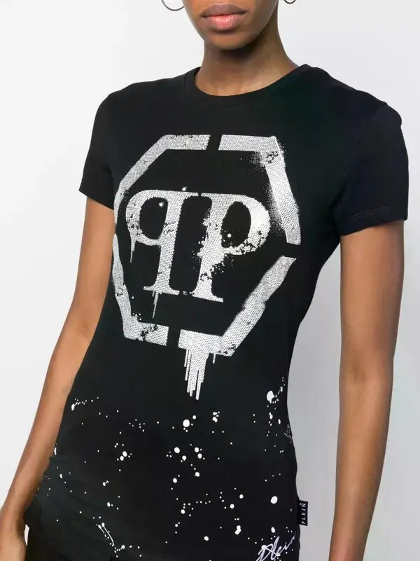 Philipp Plein Crystal Embellished Logo T-shirt