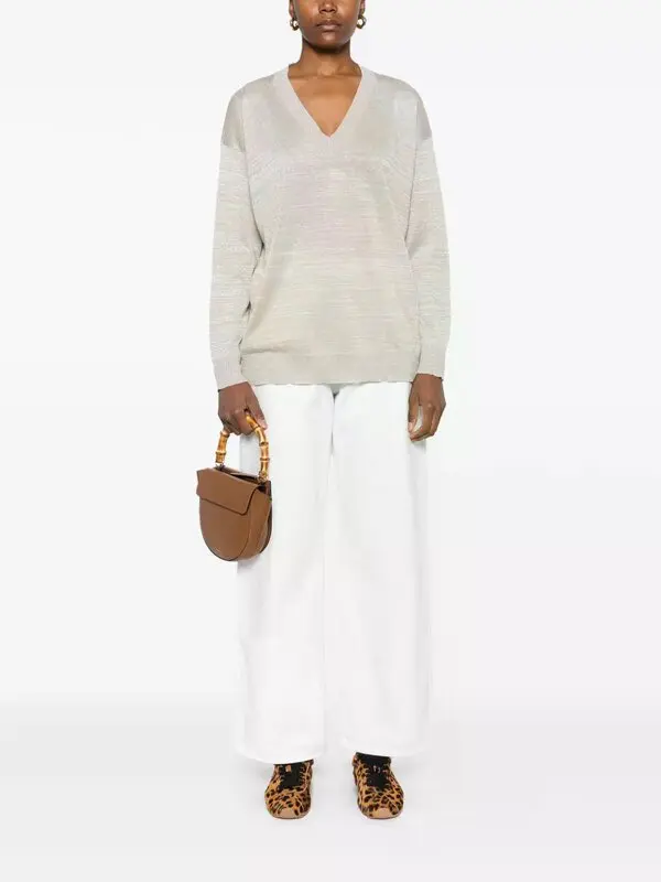 Fabiana Filippi Metallic Threading V-neck Sweater