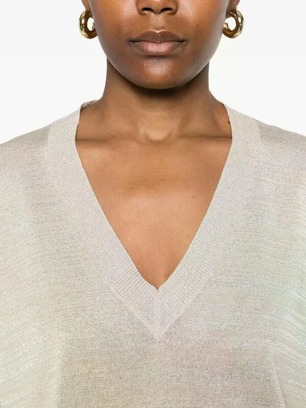 Fabiana Filippi Metallic Threading V-neck Sweater