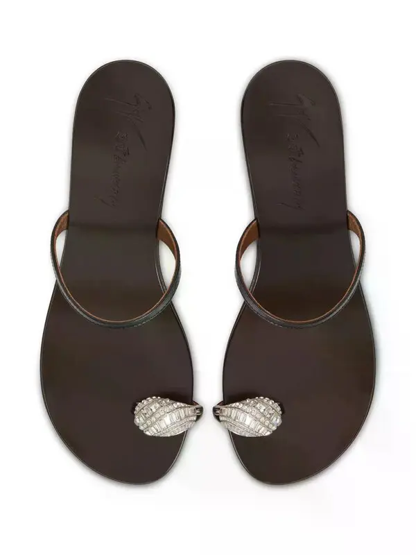 GIUSEPPE ZANOTTI Crystal Embellished Toe Ring Sandals - Black
