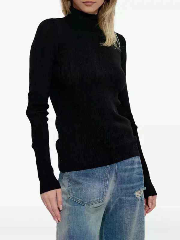 MAISON MARGIELA Ribbed Knit Mock Neck Jumper With Patch Details