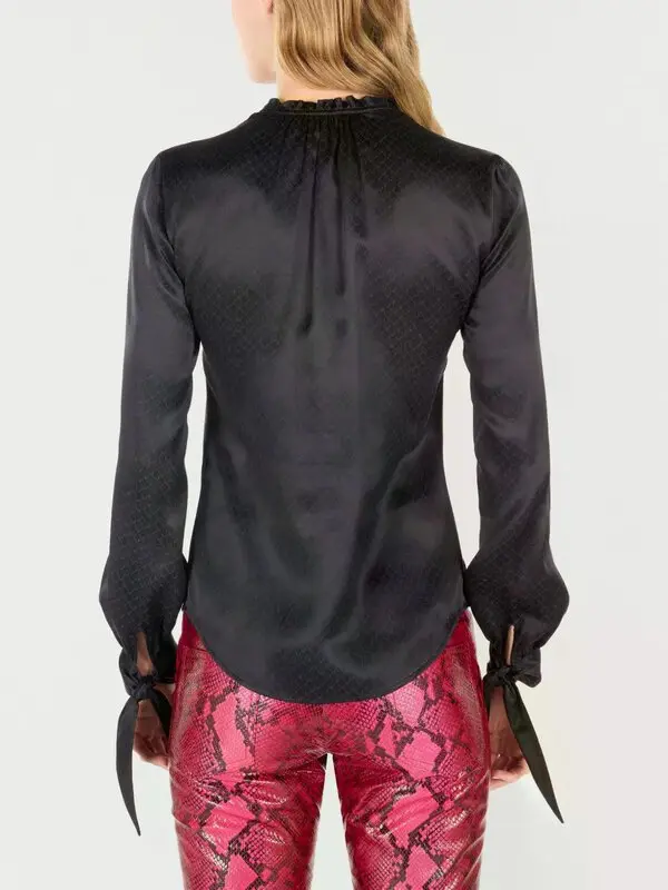 Roberto Cavalli Long Sleeve Tie Neck Blouse