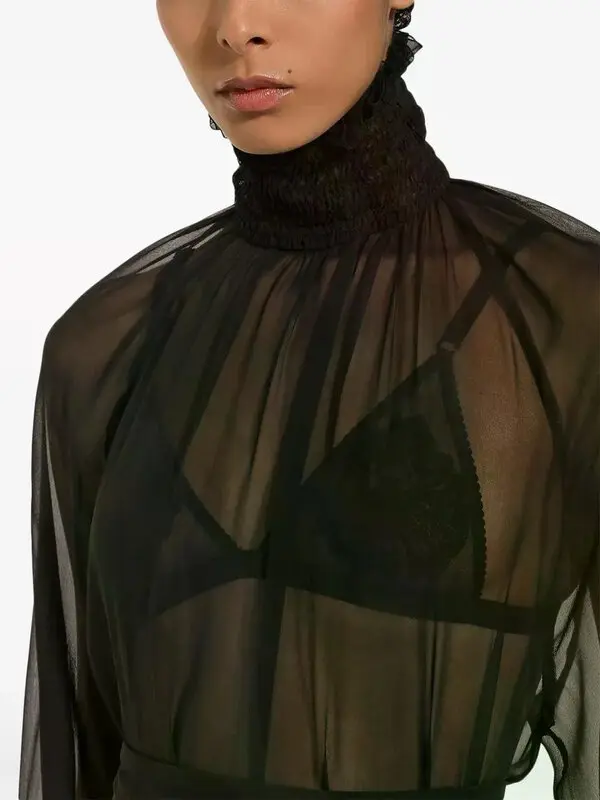 Dolce & Gabbana High-neck Sheer Silk Blouse