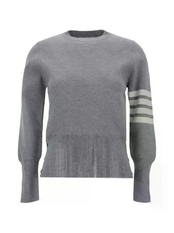 Thom Browne 4-bar Milano Stitch Crew Neck Jumper - Grey
