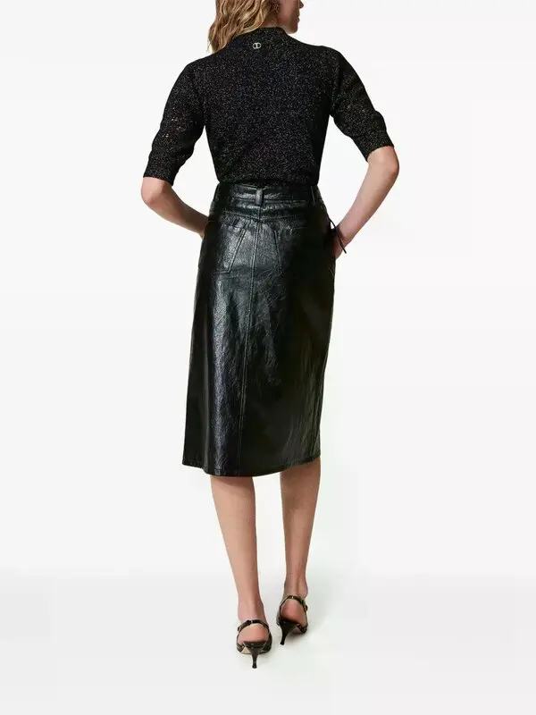 TWINSET Logo Plaque Belted Midi Skirt