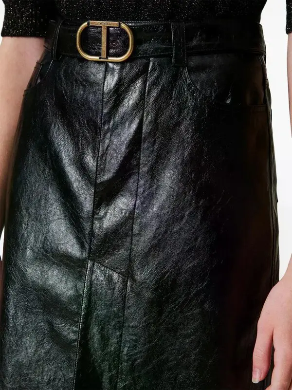TWINSET Logo Plaque Belted Midi Skirt