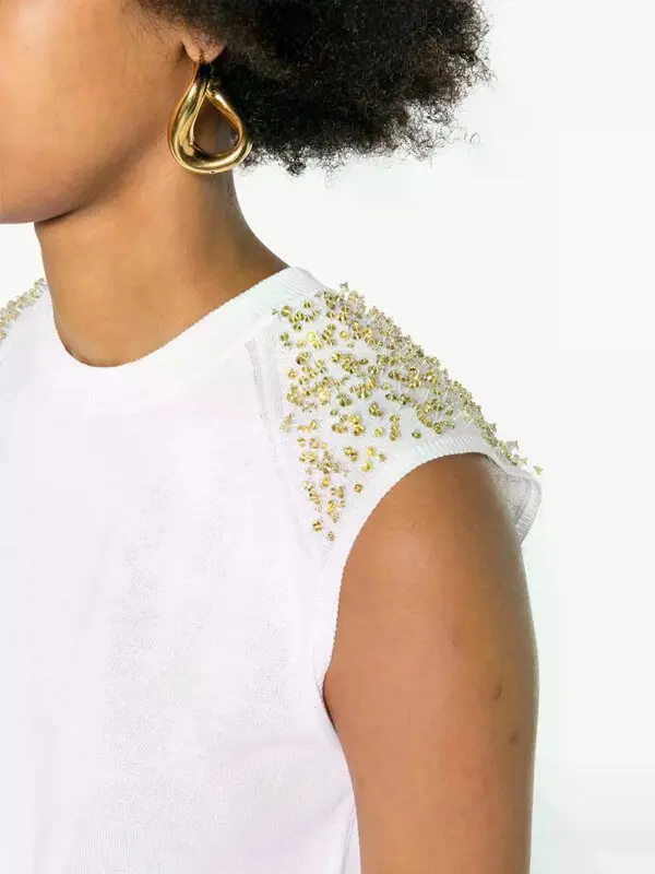 Fabiana Filippi Sequin-embellished Sleeveless Fine-knit Top