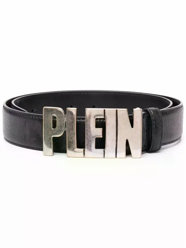 Philipp Plein Logo Plaque Leather Belt