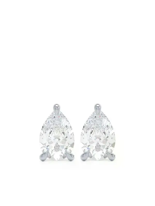 LOEV 18kt White Gold Pear-cut Diamond Stud Earrings - Silver
