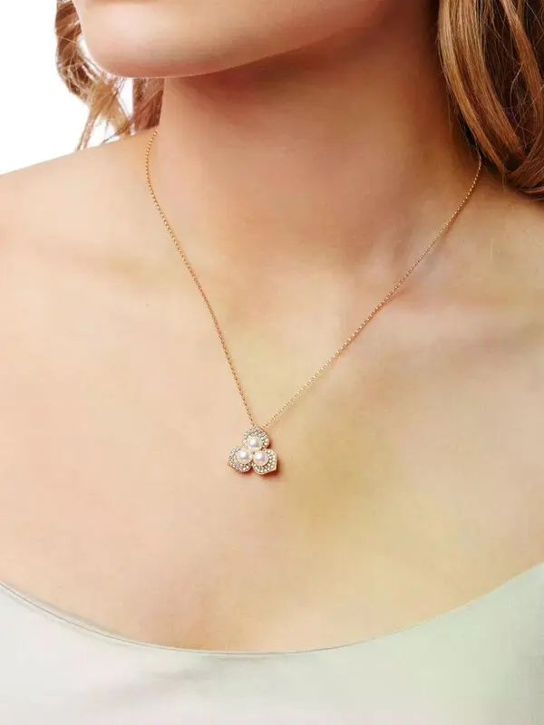 Yoko London 18kt Rose Gold Akoya Pearl And Diamond Pendant Necklace - Pink